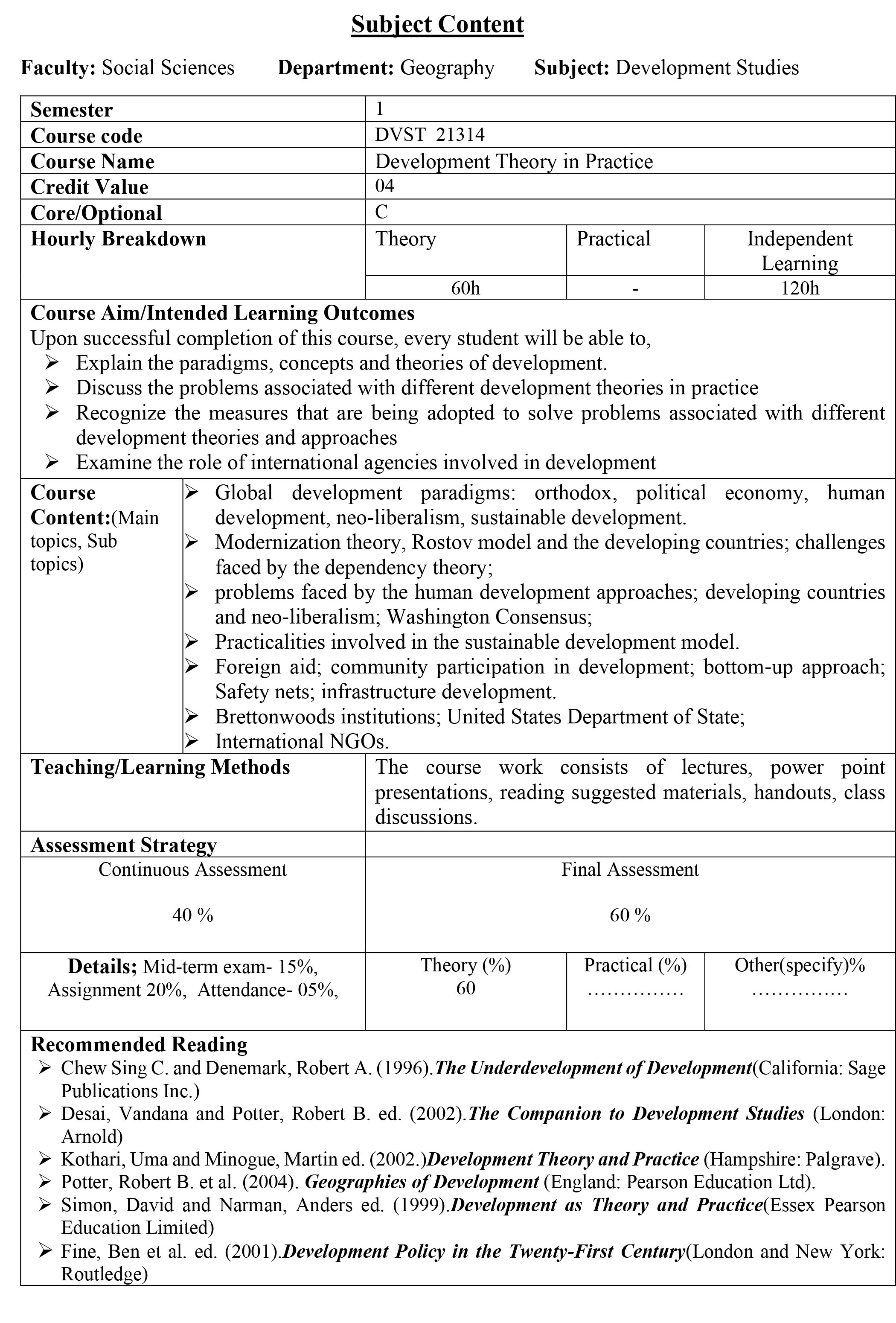 DVST 21314 - Development Theory in Practice
