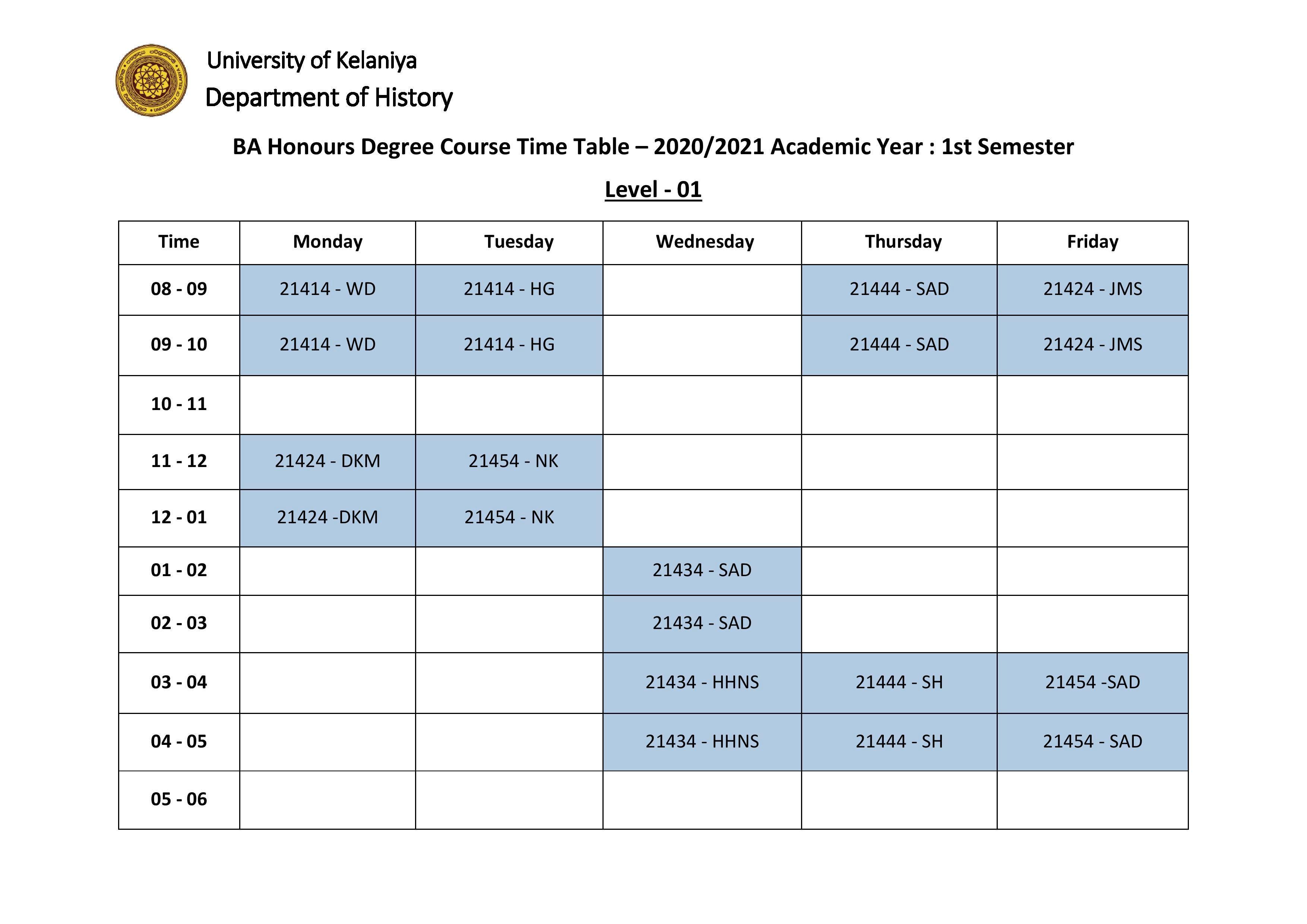 Time Tables