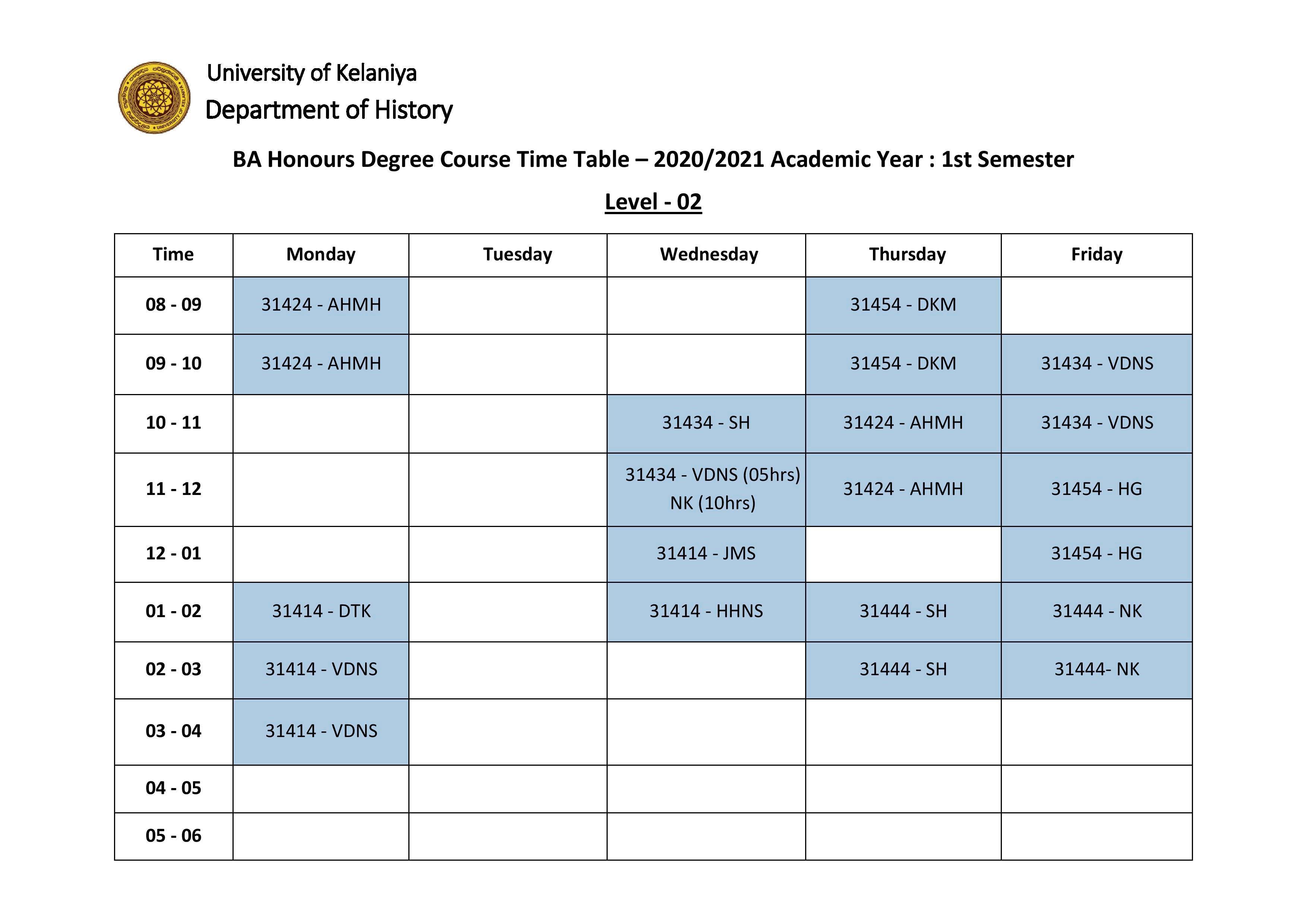 Time Tables